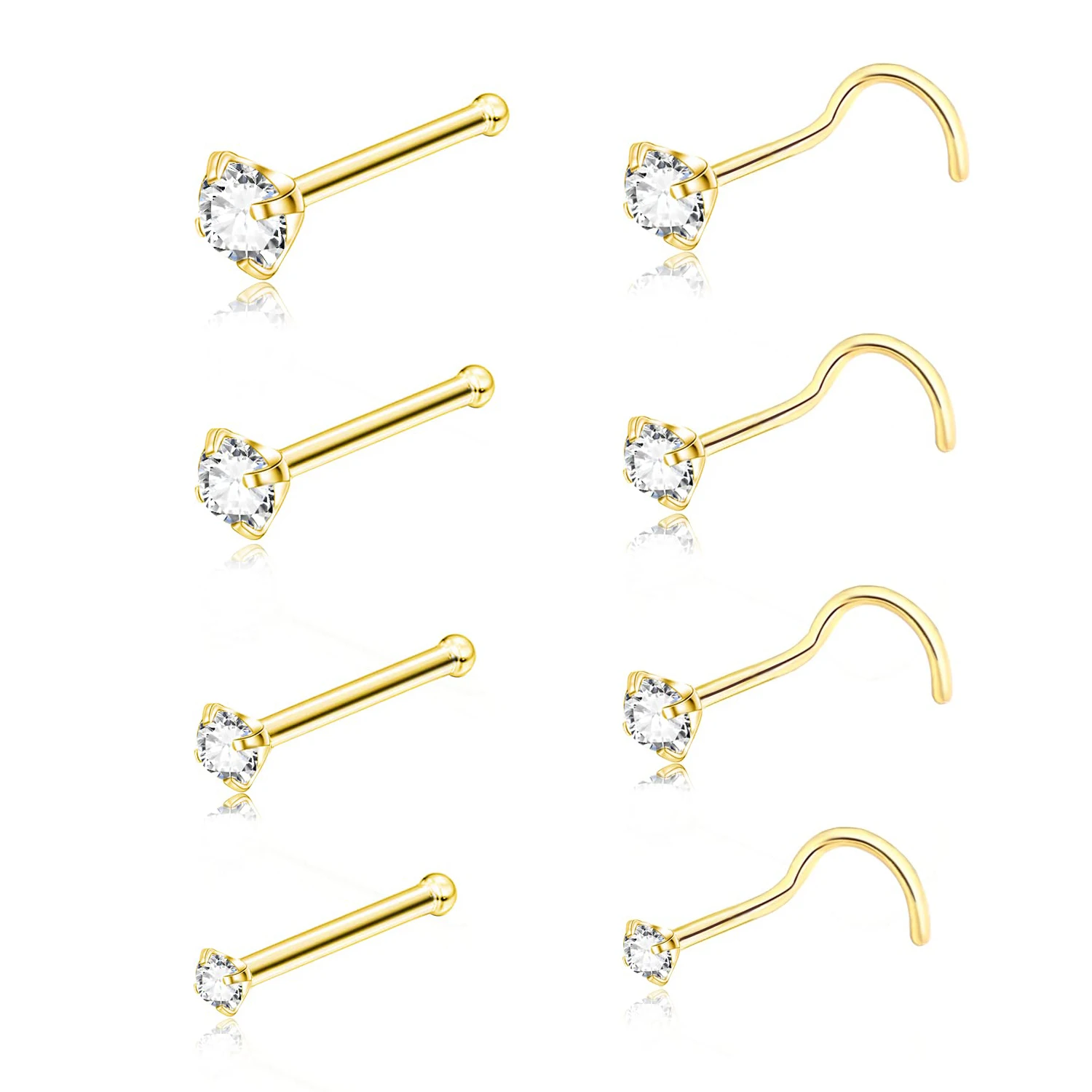 5Pcs-CZ-Gem-Stainless-Steel-Nose-Piercing-Stud-Crystal-Nariz-Body ...