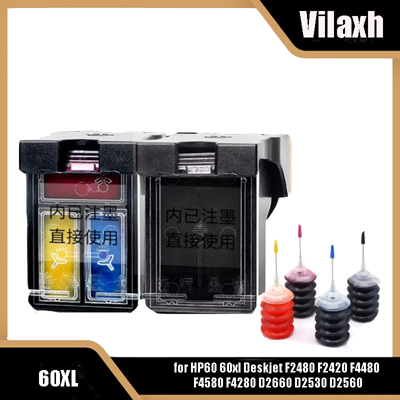 Vilaxh-Compatible-HP-60-XL-Refillable-Cartridge-for-HP60-60xl-Deskjet ...