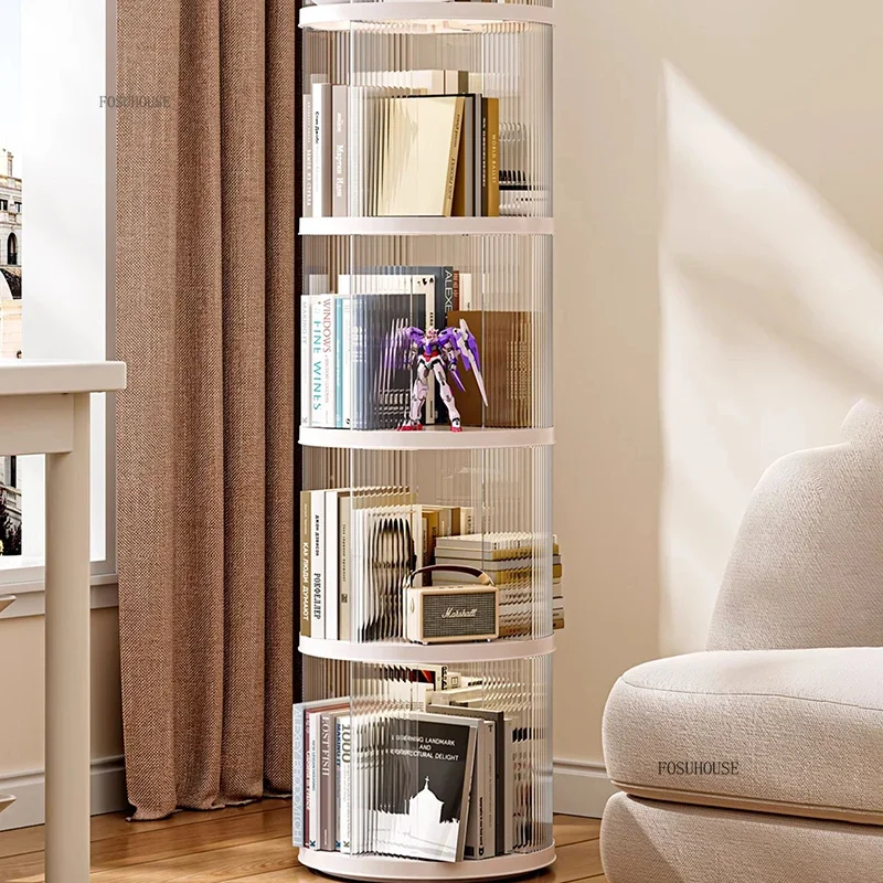 Nordic-Acrylic-Bookcases-Home-Furniture-Floor-Rack-360-Rotating-Movable ...