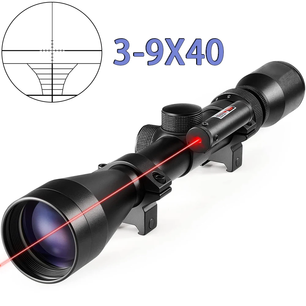 3-9X40-Rifle-Scope-Laser-Combo-Duplex-Reticle-Tactical-Optics ...