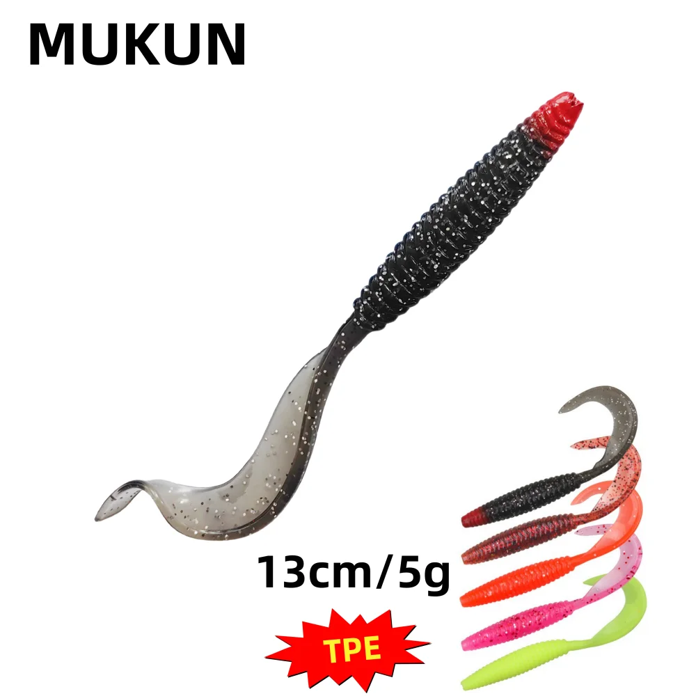 MUKUN 4pcs TPE Floating lure 13cm/5g Soft Lure Worm Baits Flexible Long ...