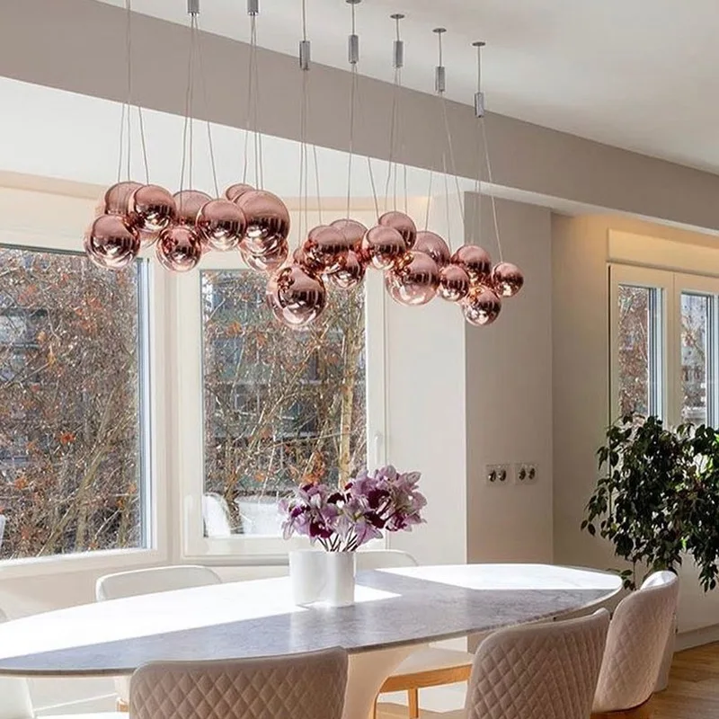 2025 Modern LED Rose Gold Bedroom Ceiling Chandelier Indoor Lighting ...