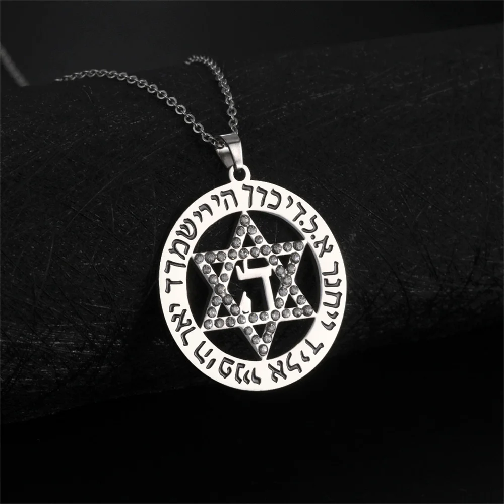 Jeshayuan Star Of David Pendant Necklace With Rhinestone Stainless ...