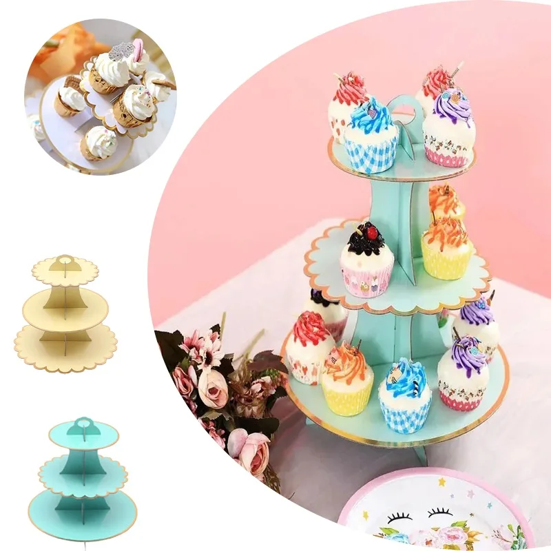 Cake Rack Stand 3 Layer Disposable Circular Birthday Cupcake Dessert ...