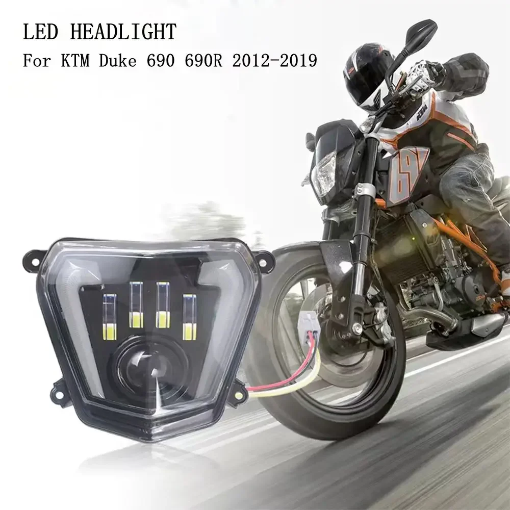 Motorcycle-LED-Headlight-High-Low-Beam-with-Angel-Eyes-DRL-Assembly-Kit ...