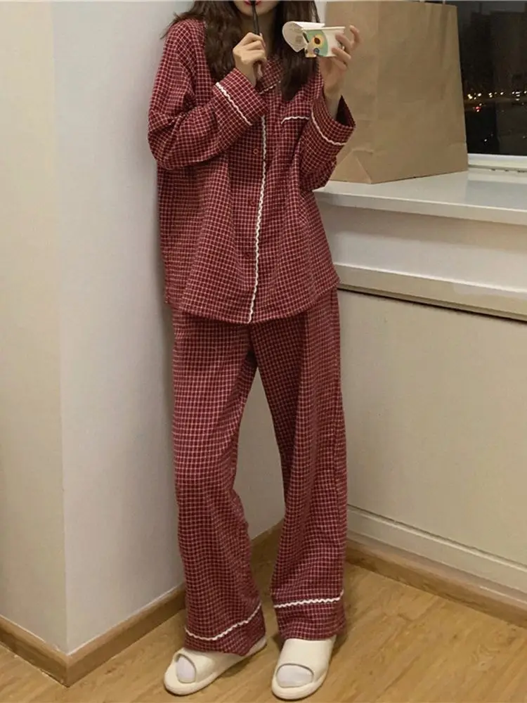 Women-Red-Plaid-Pajamas-Men-Comfortable-Leisure-Home-Wear-Women-Can-Be ...