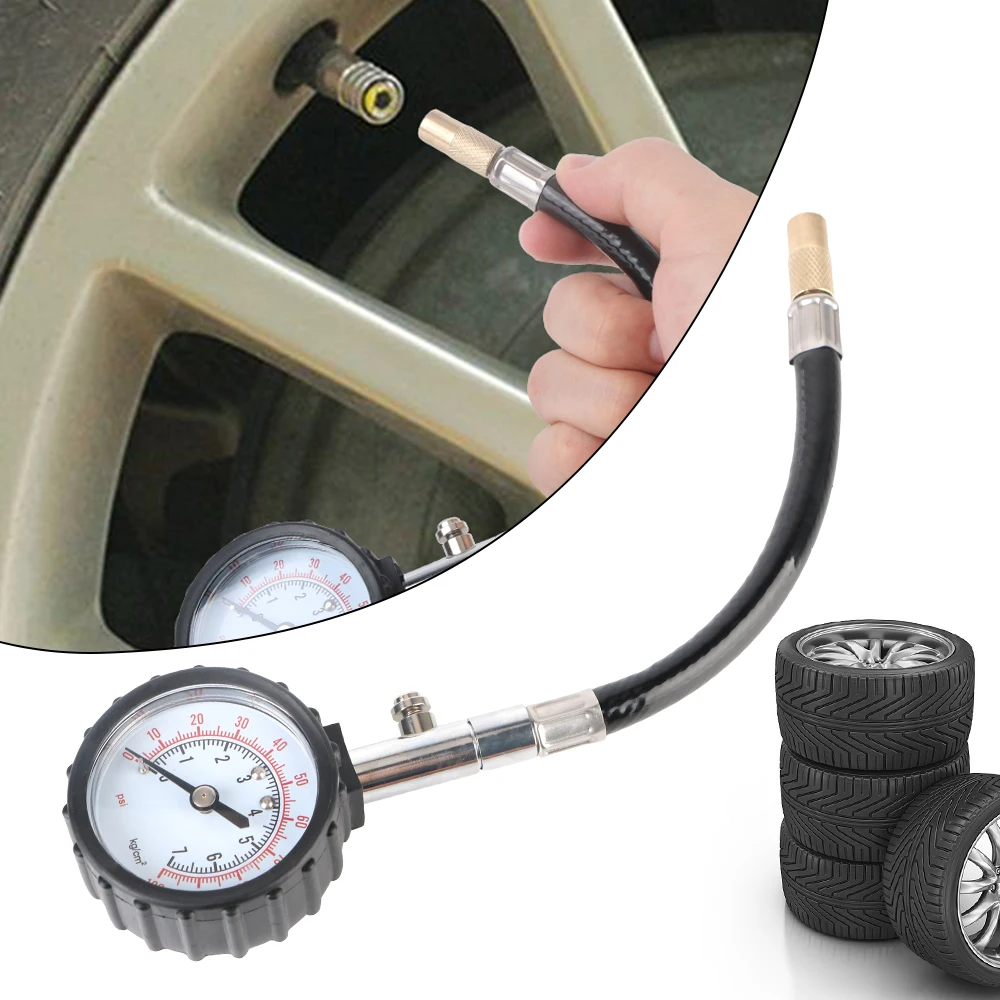 0-100PSI-Car-Tire-Pressure-Gauge-High-Precision-Monitor-Long-Tube-Tyre ...