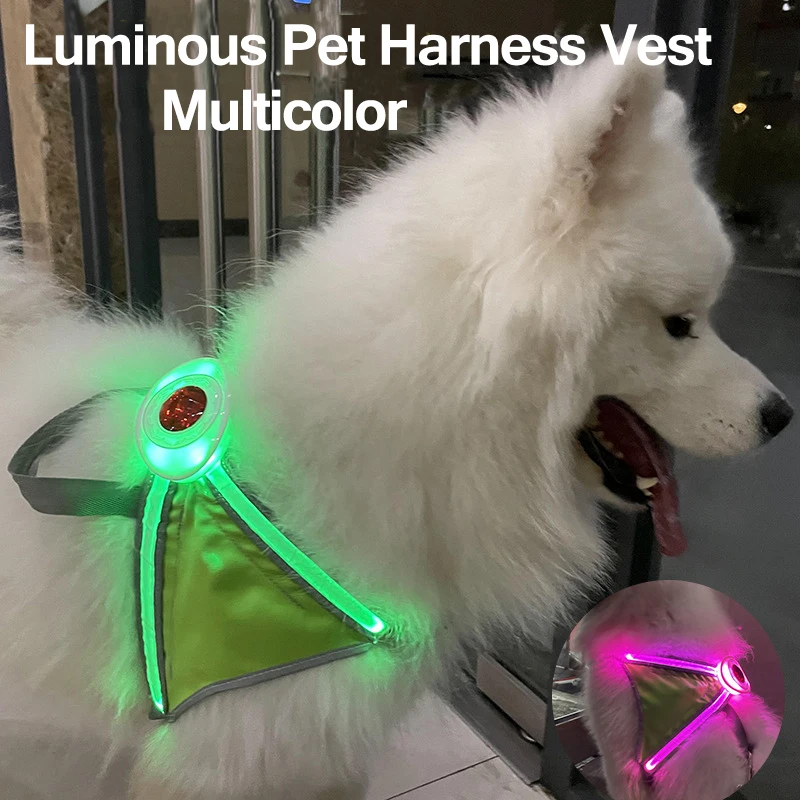 Luminous-Dog-Harness-USB-Rechargeable-Chest-Harness-LED-Pet-Dog-Glow ...