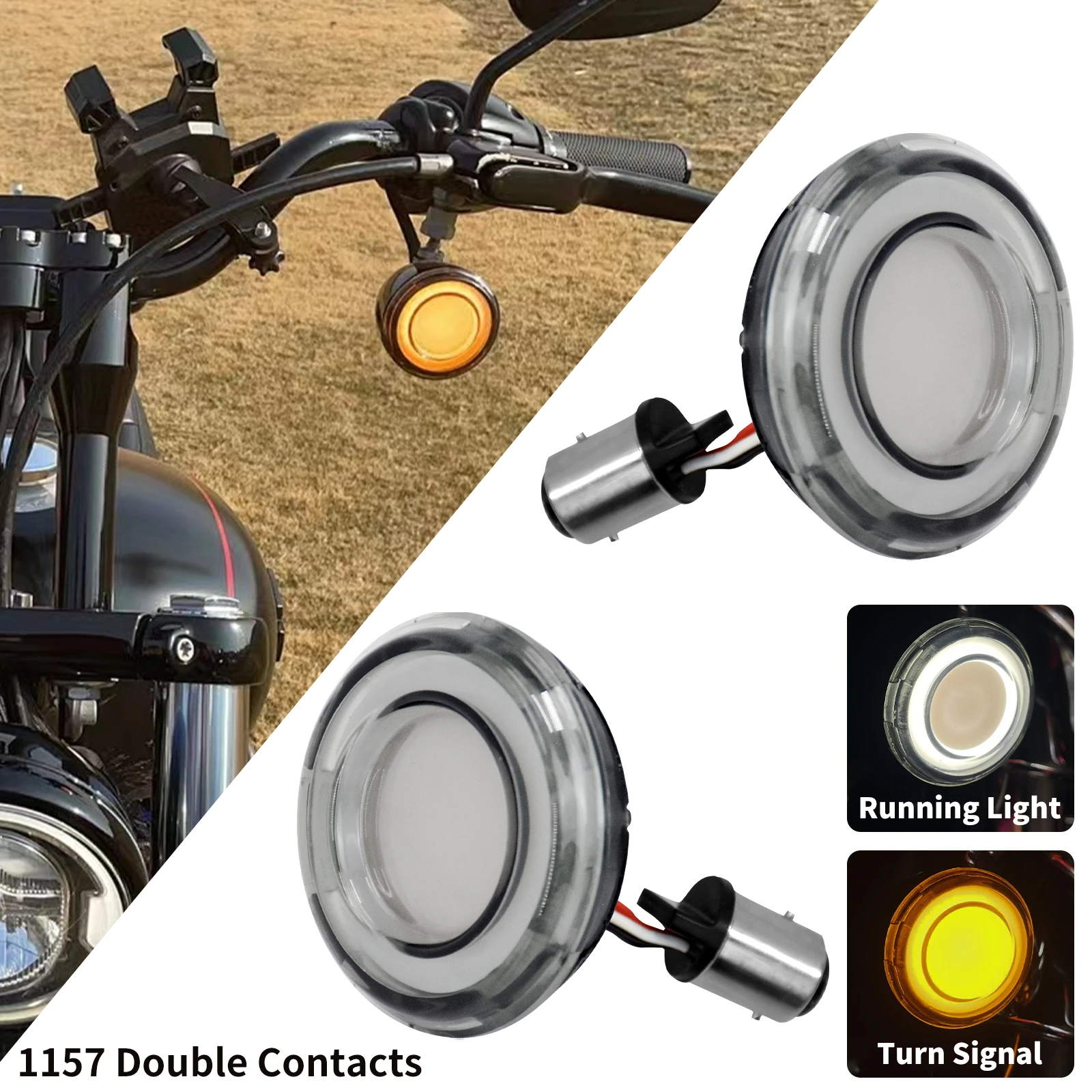 Motorcycle 1157 Bullet Style Front Indicator Lamp Conversions Turn ...