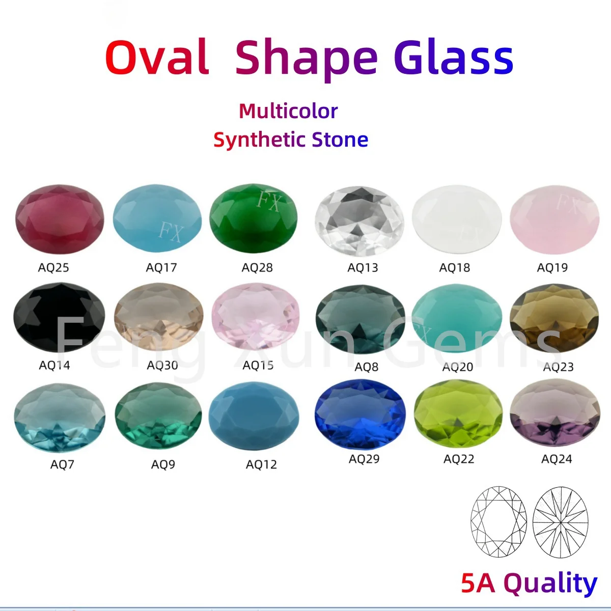 5/10pcs Size 2x3~10x14mm Oval Cut Loose 5A Glass Stone Synthetic Gems ...