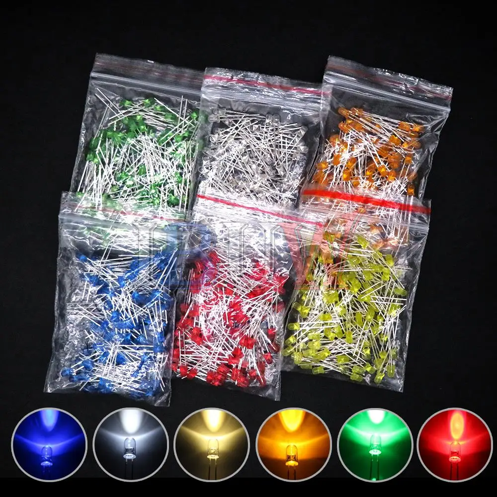 DIY-Light-Emitting-Diode-Assorted-Kit-ibuw-branco-verde-vermelho ...