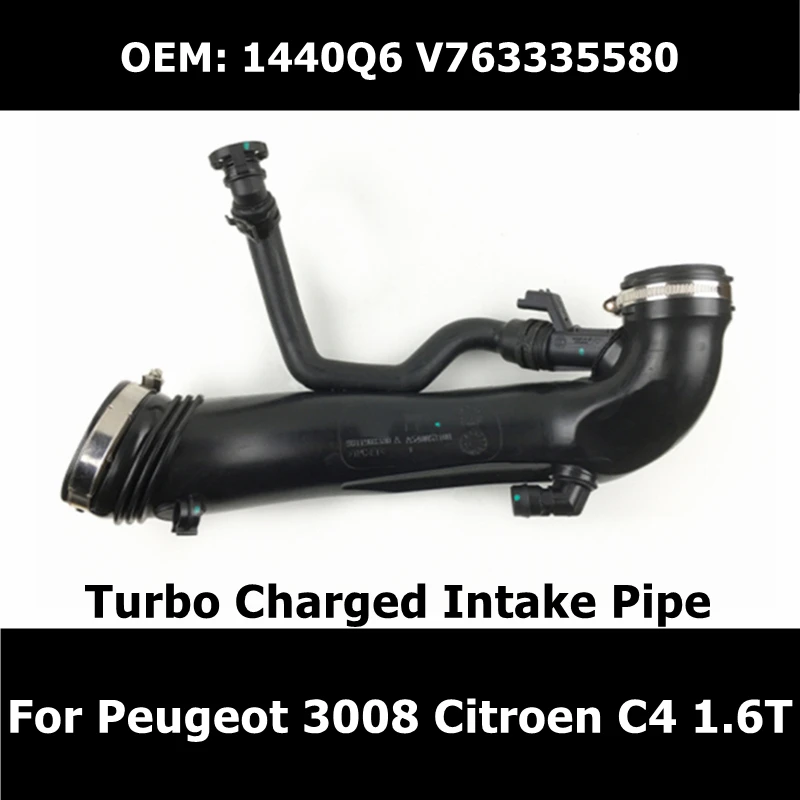 For Peugeot 3008 308 508 Citroen C4 1.6T Engine Turbo Charged Intake Pipe V763335580 9811909980 ...