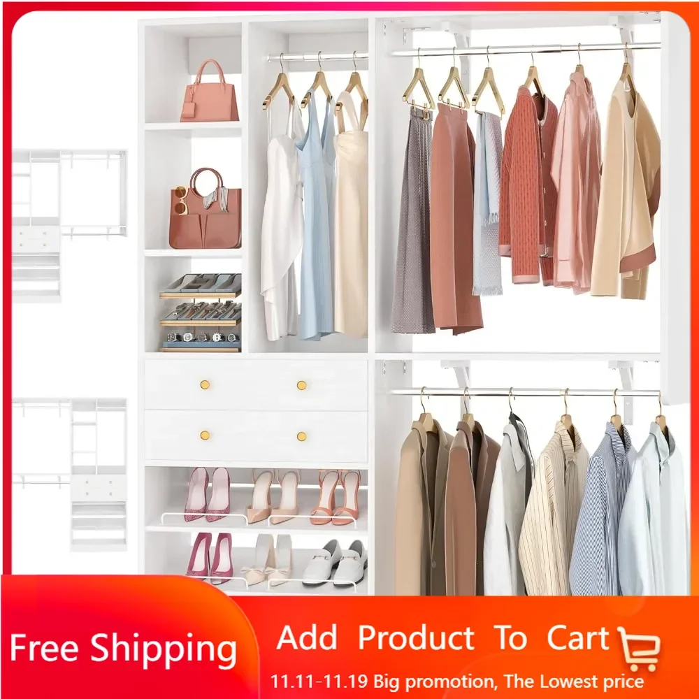 Closet-System-5FT-Small-Closet-System-with-Drawers-60-Closet-Organizer ...