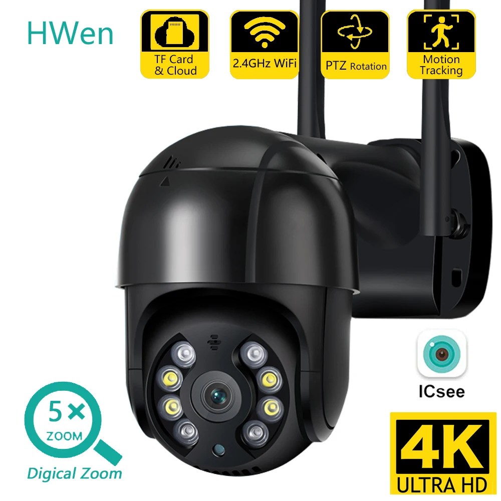 4K-8MP-Full-Black-Wifi-Survalance-Camera-IP-Camera-Auto-Tracking-PTZ ...