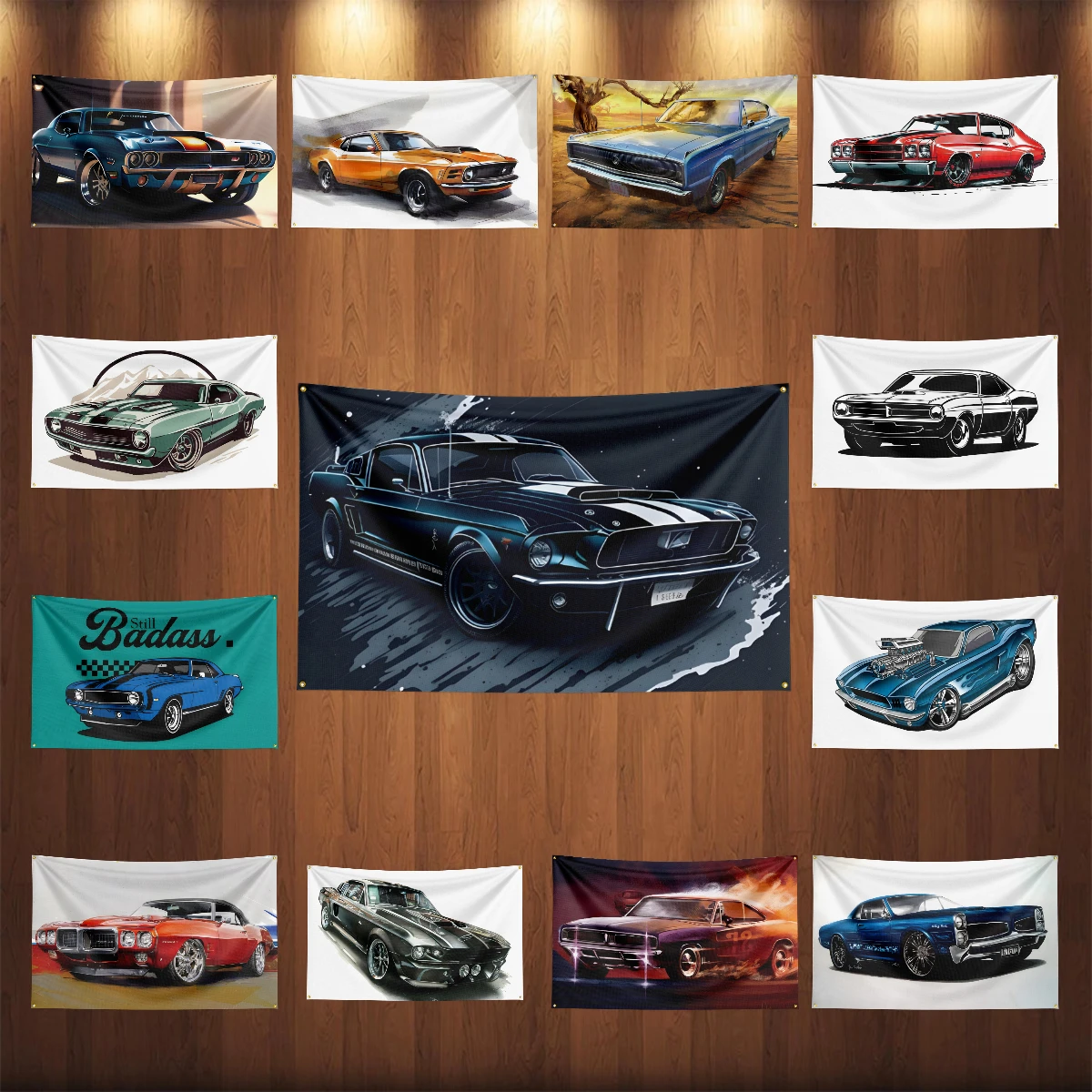 90x150cm Vintage American Muscle Cars Flag Polyester Digital Printing ...