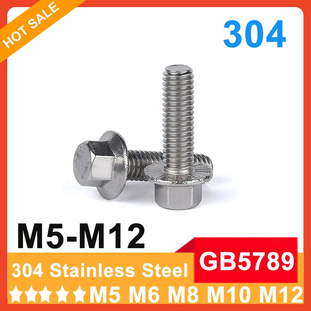 M5 m6 m8 m10 m12 edelstahl 304 A2-70 sechs kant schrauben mit flansch ...
