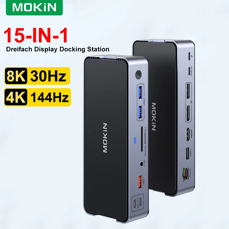 MOKiN USB C Docking Station 4K HDMI,USB3.1,DP,อีเธอร์เน็ต,SD&TF,เสียง ...
