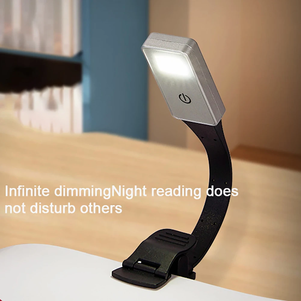 LED-Reading-Light-With-Clamp-Button-Switch-USB-Rechargeable-Book-Clip ...