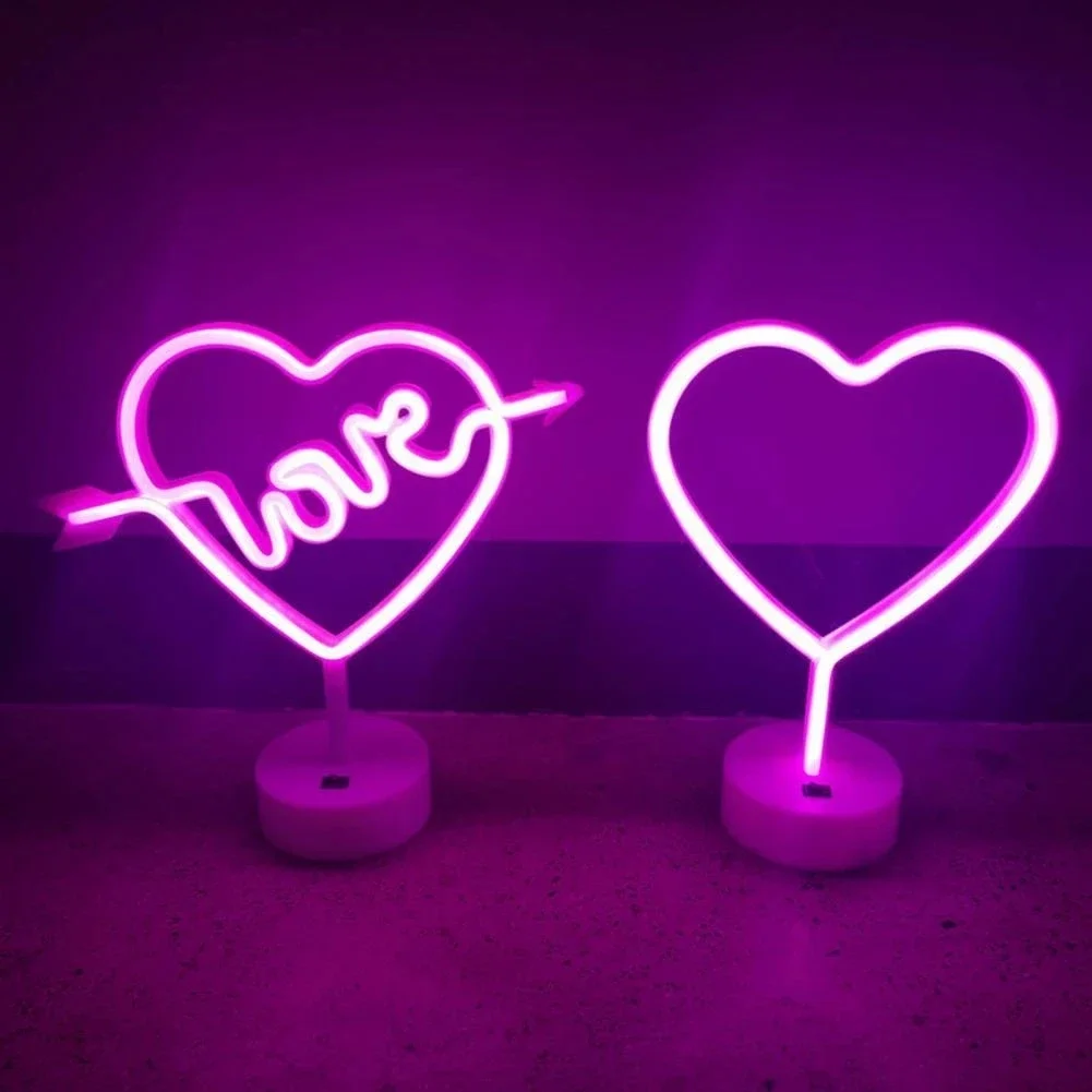 Heart-Shaped-Neon-Light-Christmas-LED-Neon-Sign-Bar-Art-Decorative ...