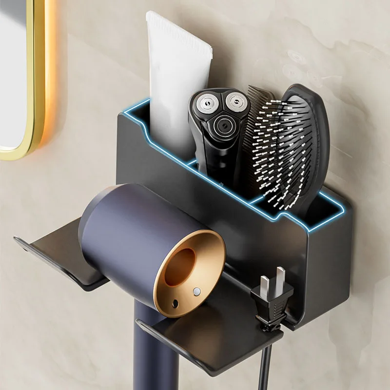 Wall-mounted-non-perforated-hair-dryer-storage-rack-Bathroom-hair-dryer ...