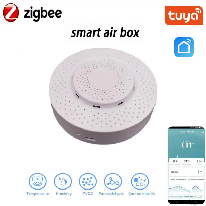 Tuya Zigbee Smart Air Box Air Quality Monitor Formaldehyde VOC Co2 ...
