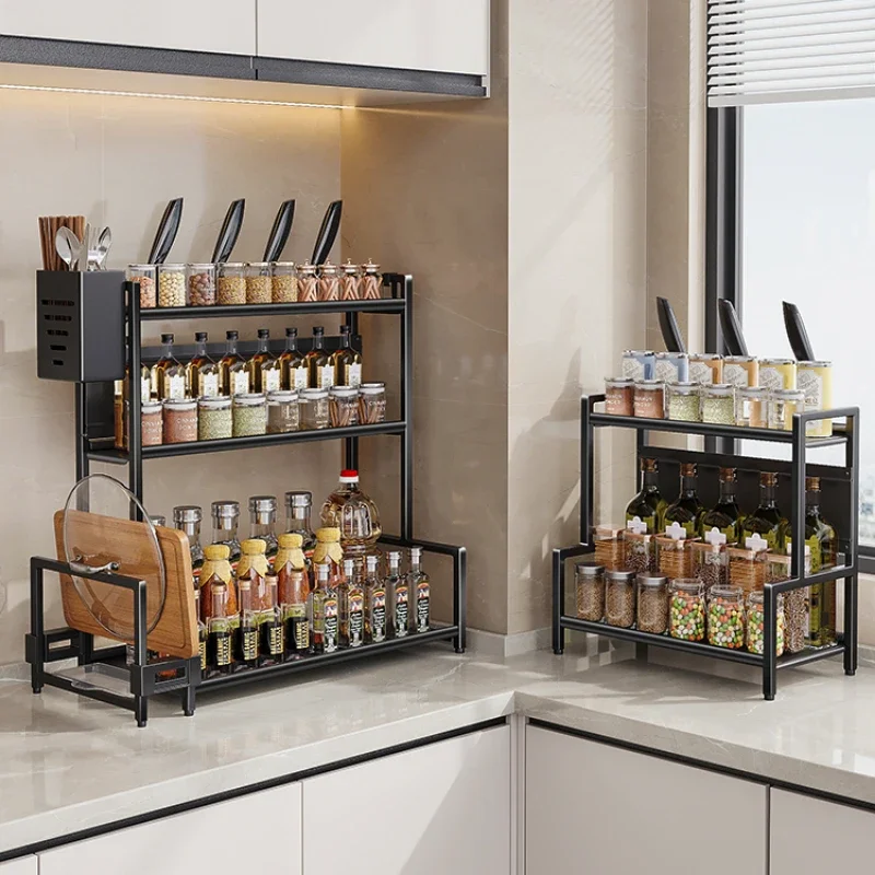 Kitchen-Countertop-Multi-layer-Carbon-Steel-Storage-Rack-Knife-and ...