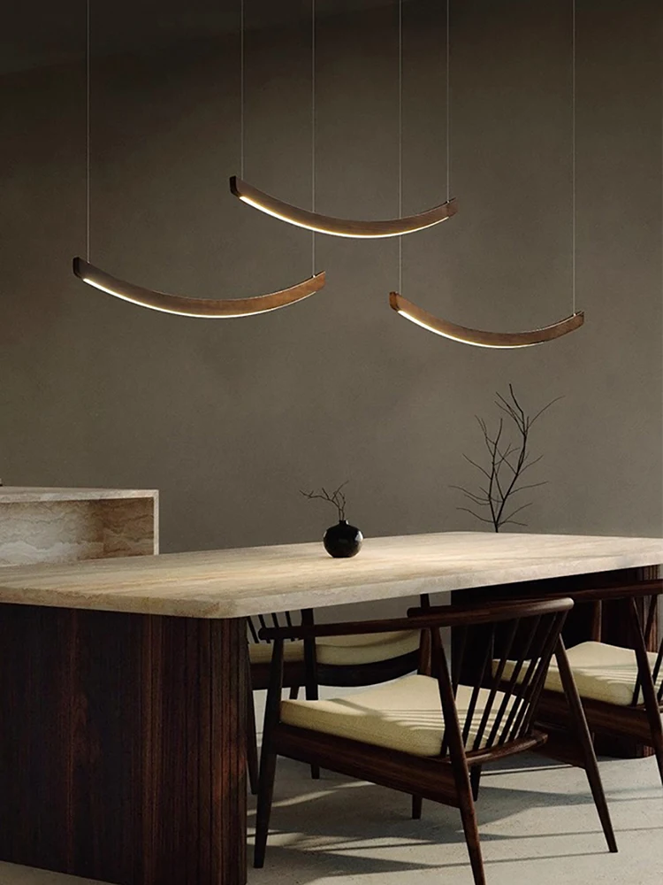 Lengkungan Kayu Modern Minimalis Panjang Pendant Light LED Restoran ...