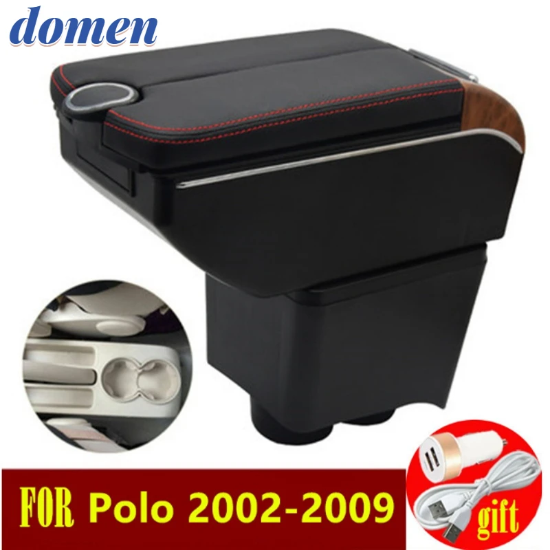 For-Volkswagen-VW-Polo-9N-2002-2009-Armrest-Box-Double-doors-open-7USB ...