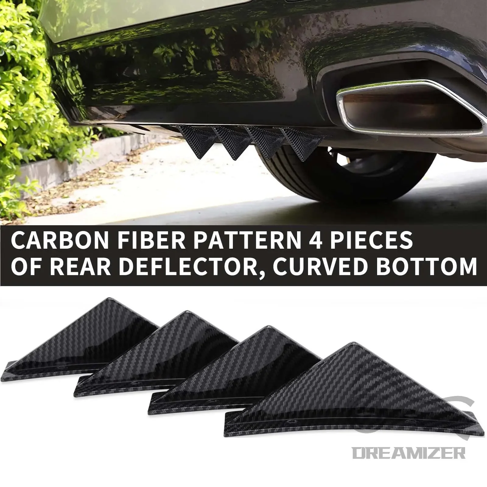 Car-Curved-Rear-Bumper-Diffuser-Shark-Fins-Spoiler-Lip-Splitter ...