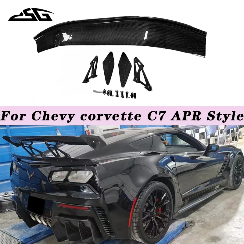 For-Chevy-Corvette-C7-Carbon-Fiber-Rear-Trunk-Lid-Spoiler-Tail-Wing-Lip ...