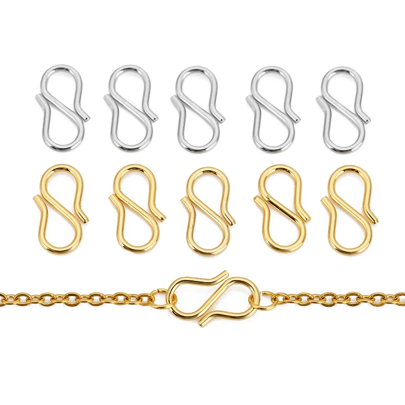 30-50pcs 316L Stainless Steel Strong S Shape DIY Bracelet Clasps Hooks ...