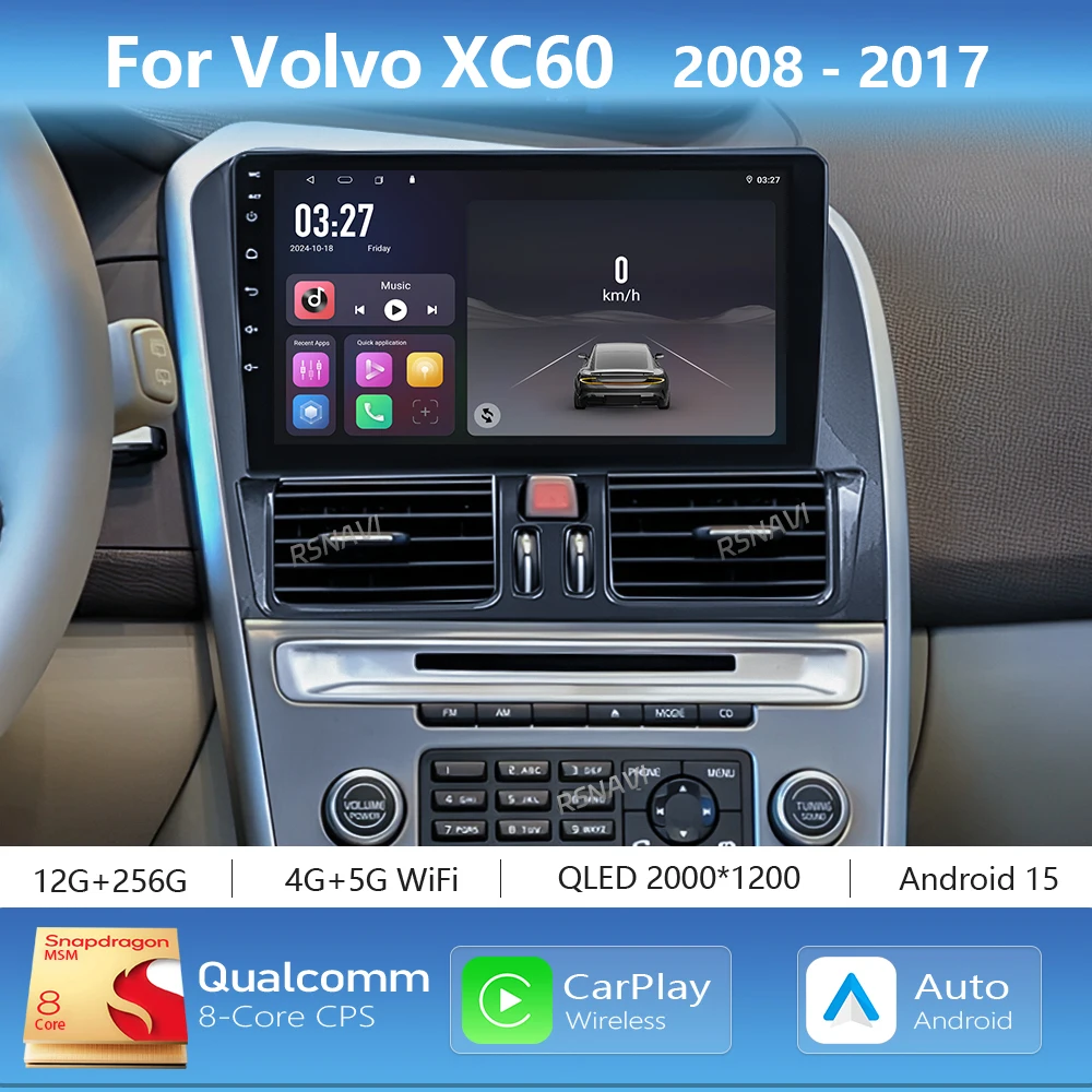 Android 15 Carplay Auto Car Player Radio Multimedia For Volvo XC60 que ...