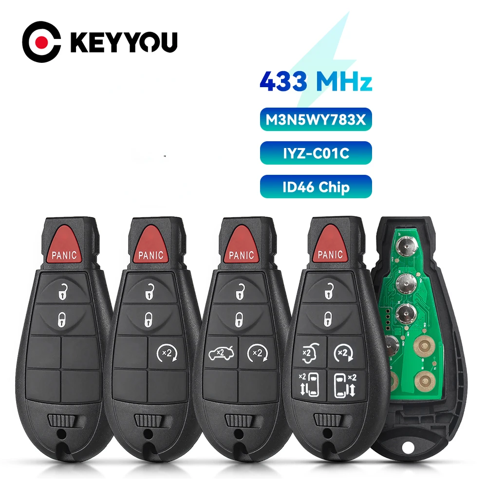 KEYYOU 433Mhz 7941 Remote Car Key Fob M3N5WY783X For Chrysler Town ...