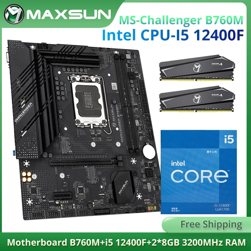 MAXSUN NEW Motherboard Challenger B760M D4 Com CPU Intel i5 12400F ...
