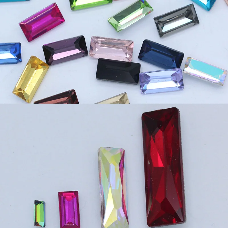 All-size-colors-rectangle-point-foiled-back-glass-stone-faceted-crystal ...