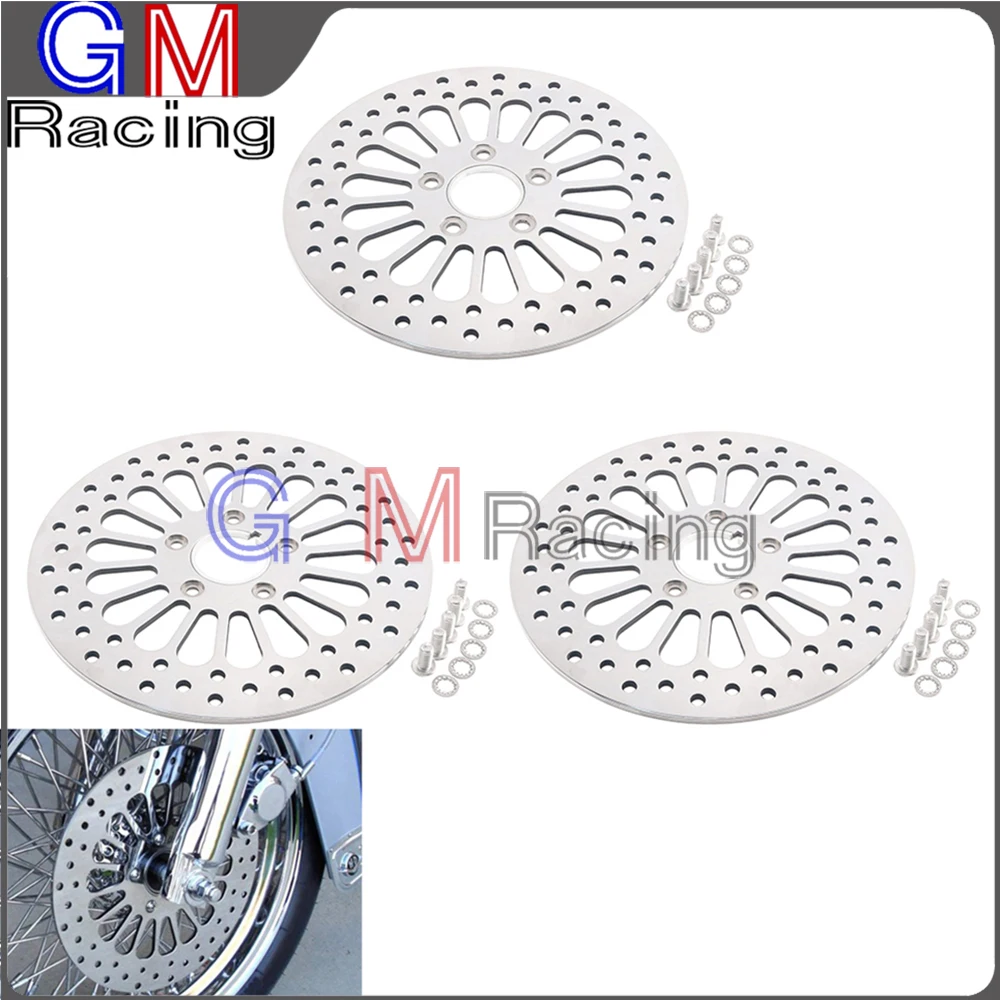 11.5" 292mm High-polished 2pcs Front 1pcs Rear Brake Disc Rotor For ...
