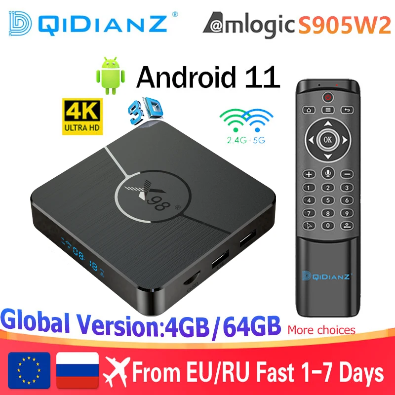 X98 Além De Caixa De Tv Inteligente Android 11 Amlogic S905w2 Suporte ...