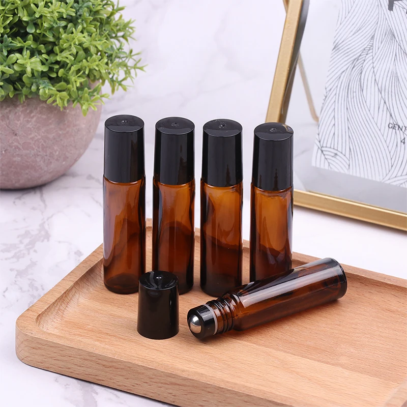 10ml-Amber-Thin-Glass-Roll-on-Bottle-Sample-Test-Essential-Oil-Vials ...