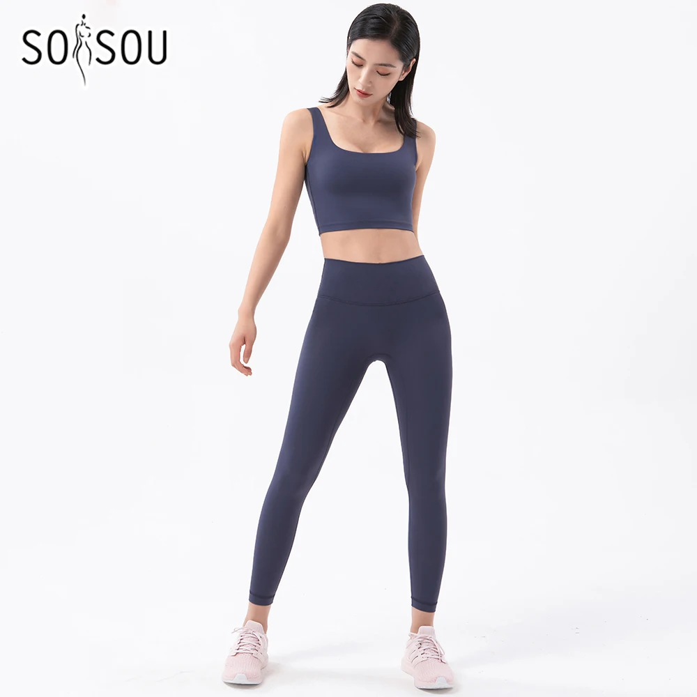 SOISOU-Nylon-Gym-Women-s-Tracksuit-Yoga-Set-Fitness-Bra-Leggings-Workout-Sports-Suit-Elastic ...
