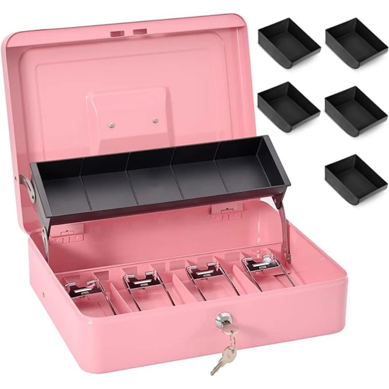 Cash-Box-Locking-Cash-Box-with-Lock-Money-Box-with-Cash-Tray-Lock-Safe ...