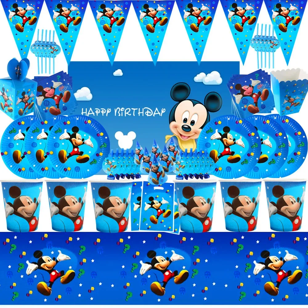 Mickey-Mouse-Party-Decoration-Paper-Flag-Tablecloth-Cup-Plate-Balloon ...