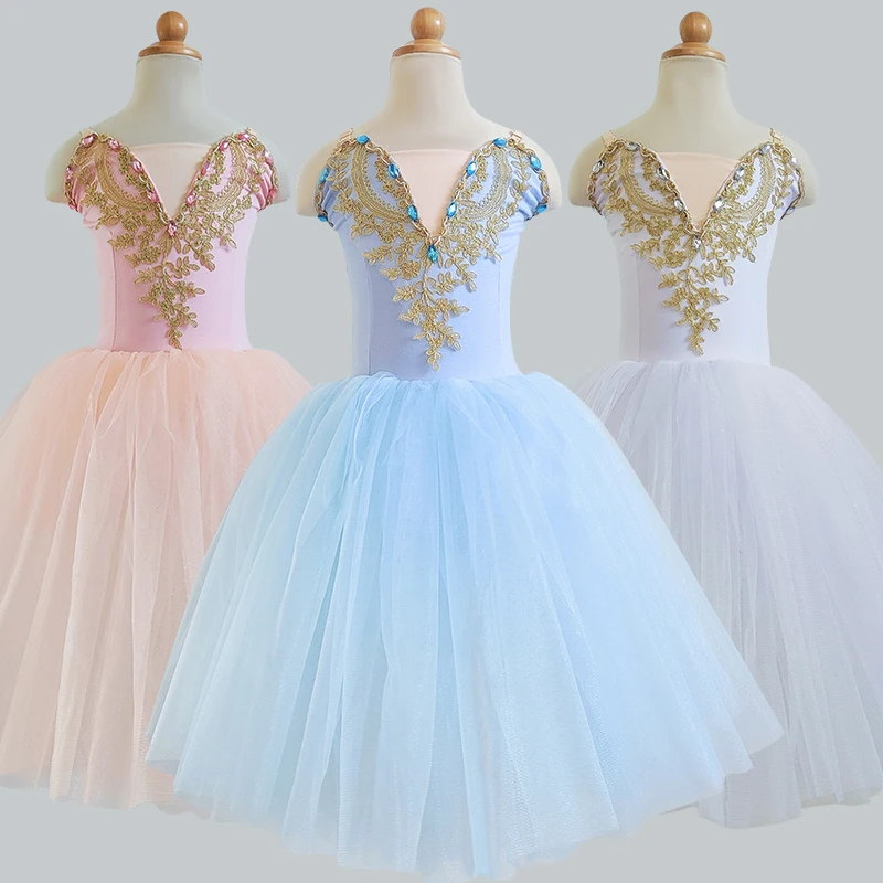 Girls-Ballet-Tutu-Dress-Gymnastics-Leotard-White-Long-Ballet-Dresses ...