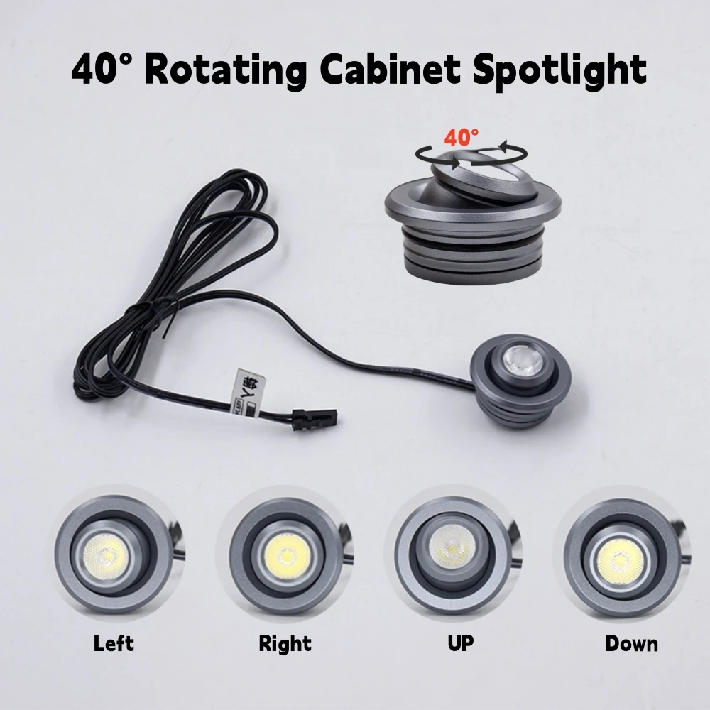 12V 1W LED Cabinet Spotlights with 1M DuPont Interface Wire 40-Degree ...