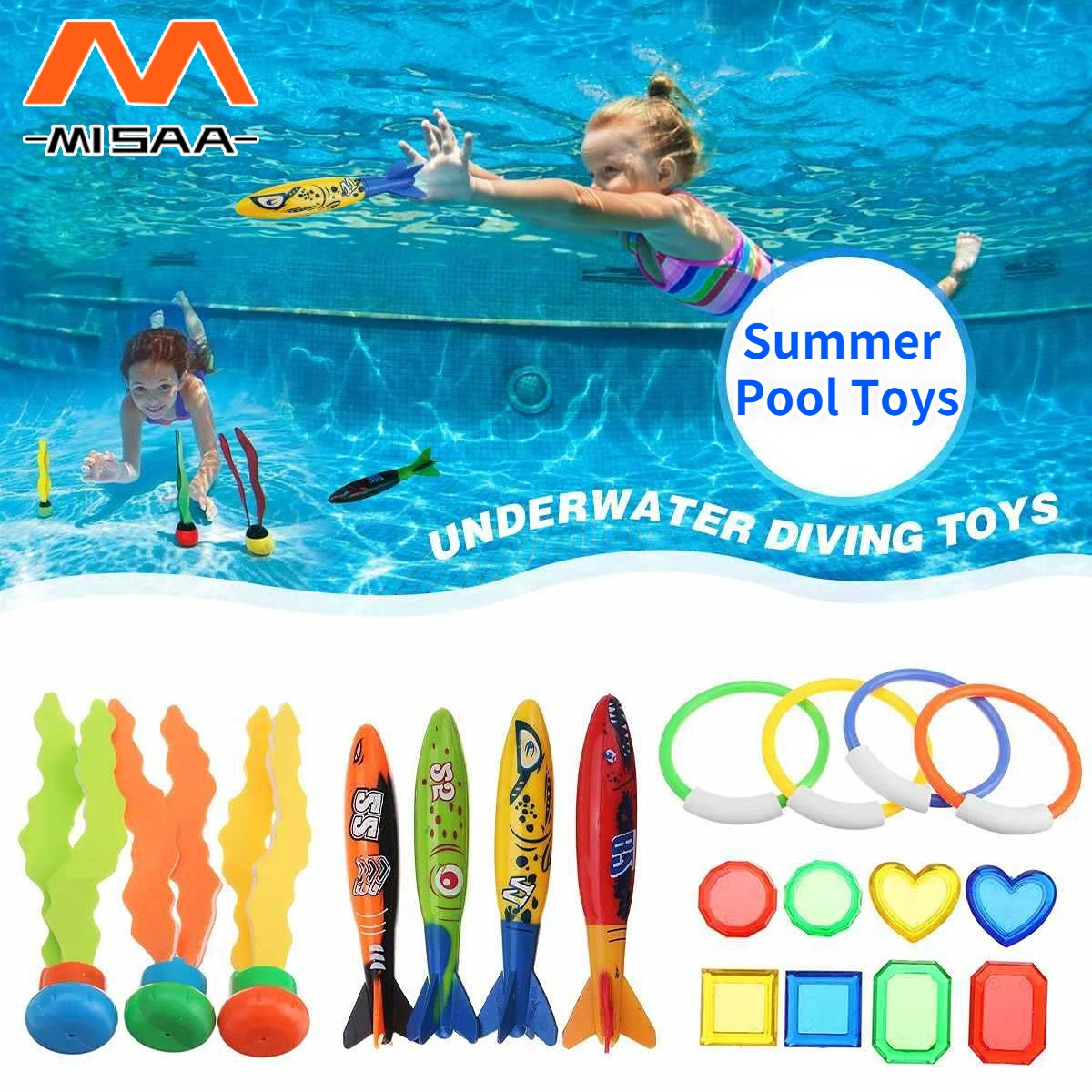 Kids-Summer-Shark-Rocket-Throwing-Toy-Swimming-Pool-Dive-Game-Water-Fun ...