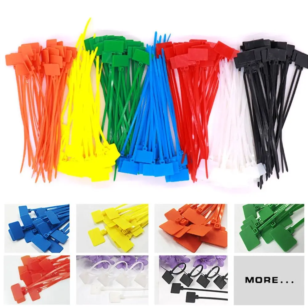 100Pcs-Colorful-Nylon-Cable-Ties-Plastic-Label-Strapping-Tape-Easy-Mark ...