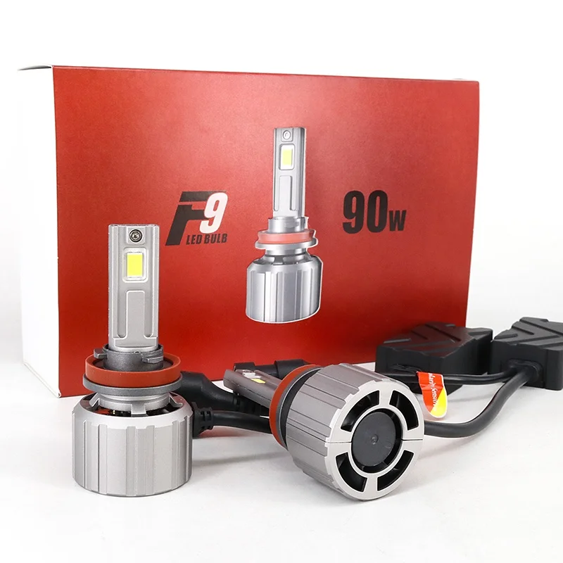 Luz LED F9 para coche, Bombilla de faros H4 130W H7 H1 H3 H11 9005 9006 ...