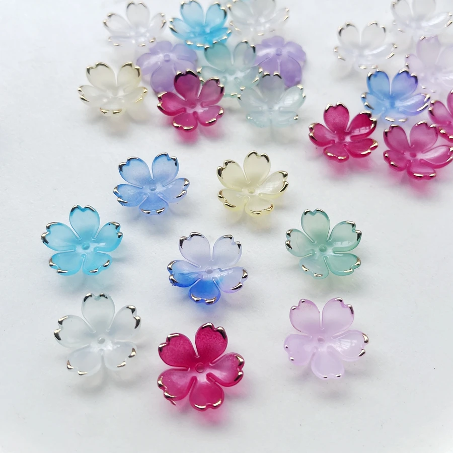 25pcs 19mm randomly mixed beautiful irregular gradient five petal ...