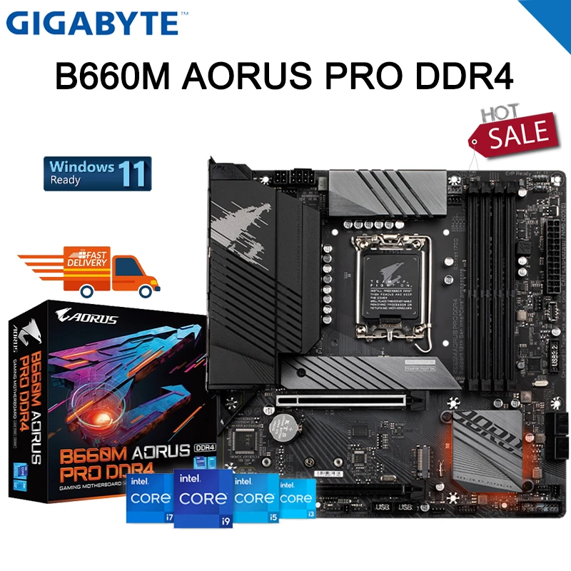 GIGABYTE B660M AORUS PRO DDR4 Motherboard LGA 1700 Intel B660 DDR4 5333(O.C.) MHz 128GB PCI E 4. ...
