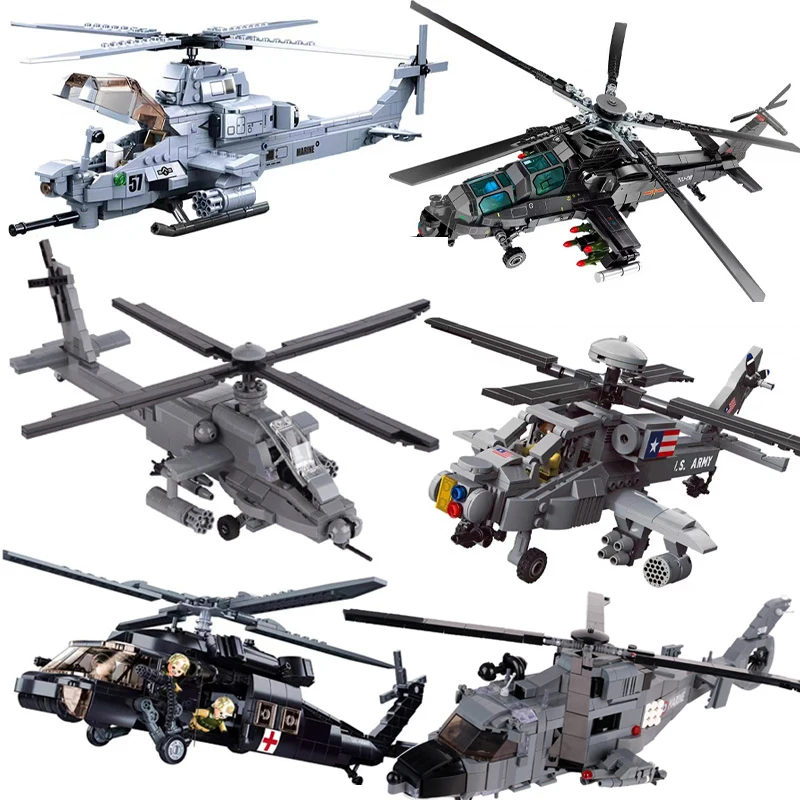 Modern-Armed-Helicopter-Building-Blocks-USA-Apache-AH-64-Aircraft-Army ...