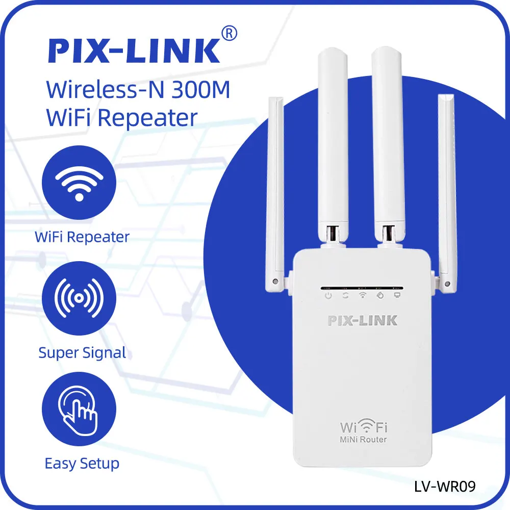 Pixlink Wireless Repeater Router Access Point Wireless 300Mbps Range Extender WiFi Signal ...